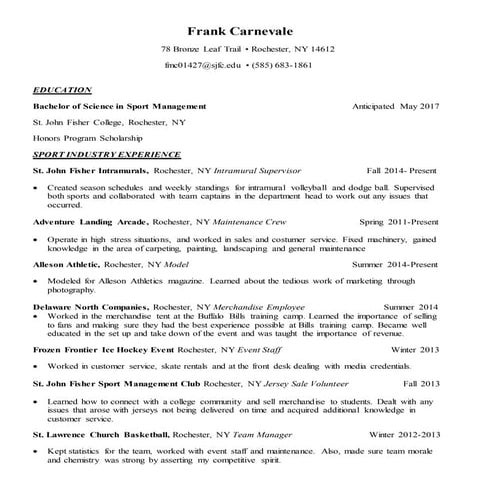 Frank Carnevale Resume | DOCX