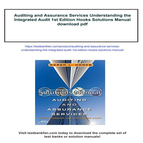 Auditing and Assurance Services Understanding the Integrated Audit 1st ...