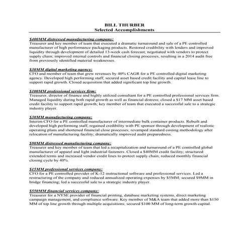 Bill Thurber Selected Accomplishments | PDF