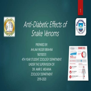 Anti-Diabetic Effect of Snake Venoms | PPTX
