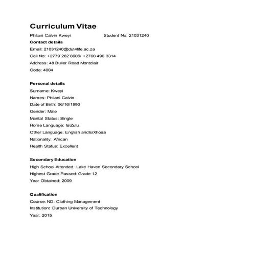 Philani CV | DOCX