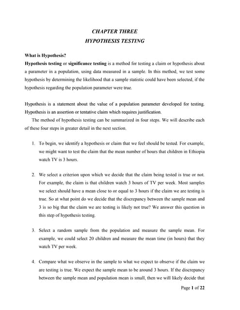 Four steps to hypothesis testing | PPTX
