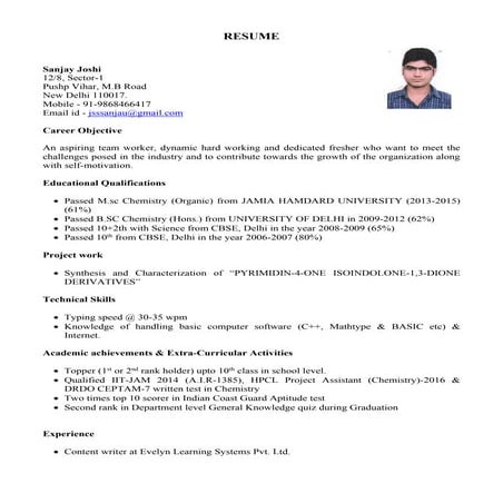 Sanjay Joshi Resume | PDF