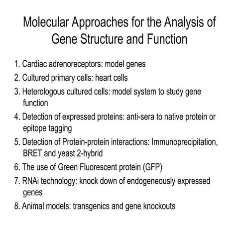 Advanced Molecular Techniques for Gene Structure and Function Analysis ...