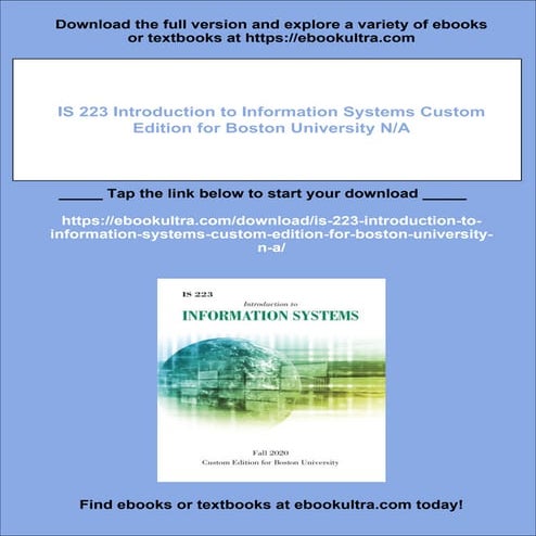 IS 223 Introduction to Information Systems Custom Edition for Boston ...