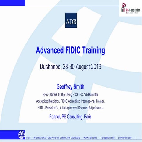 459185713 Advanced FIDIC 2019 - Dushanbe 2019 | PDF