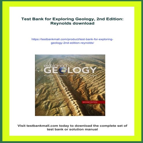 Test Bank for Exploring Geology, 2nd Edition: Reynolds | PDF