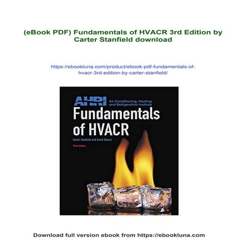 (eBook PDF) Fundamentals of HVACR 3rd Edition by Carter Stanfield | PDF