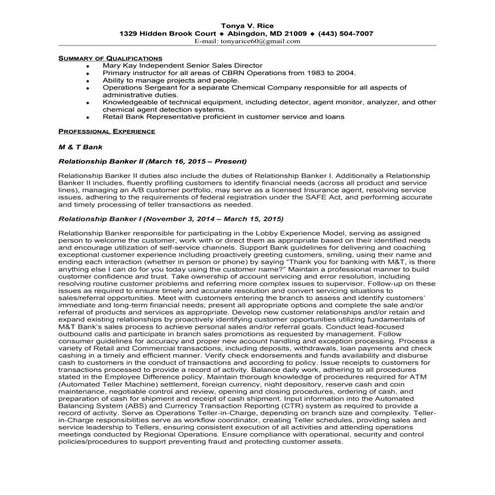 Tonya Rice May 2015 | DOC | Business Banking & Finance | Business