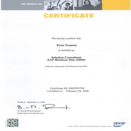 Sap Certificate | PDF