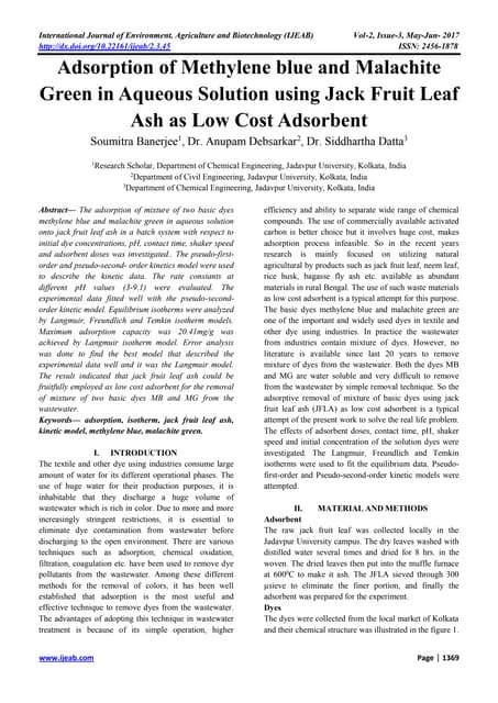 ADSORPTION OF METHYLENE BLUE DYE FROM SYNTHETIC WASTEWATER BY LOW-COST NATURAL ADSORBENTS ...