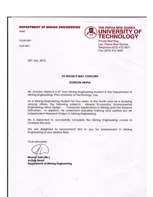 Student Refrence from Associate Prof. Dr.Kaul Gena | PDF