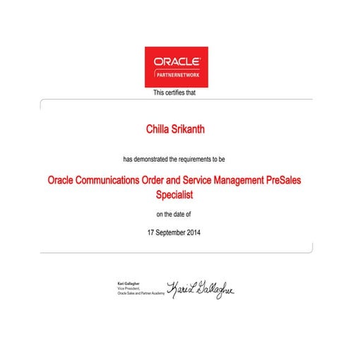 Oracle Communications Order and Service Management PreSales | PPT