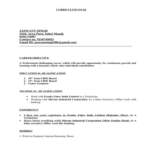 CURRICULUM VITAE Jaswant Singh | DOC