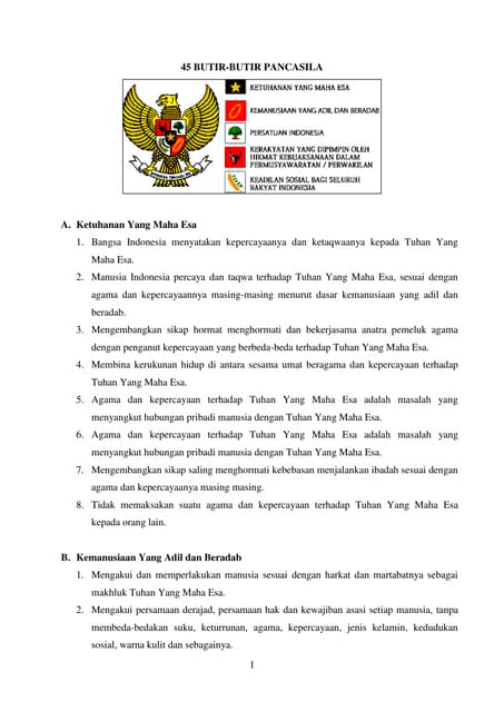 45 Butir Pengamalan Pancasila | DOCX