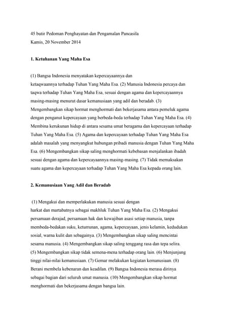 45 butir butir pancasila | DOCX