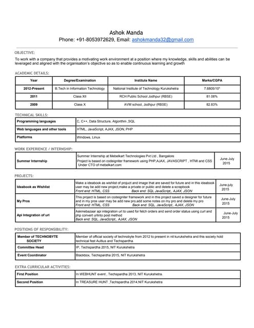 shubhankar's resume | PDF