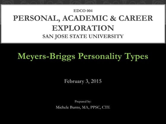 Myers Briggs Type Indicator (MBTI) | PPT