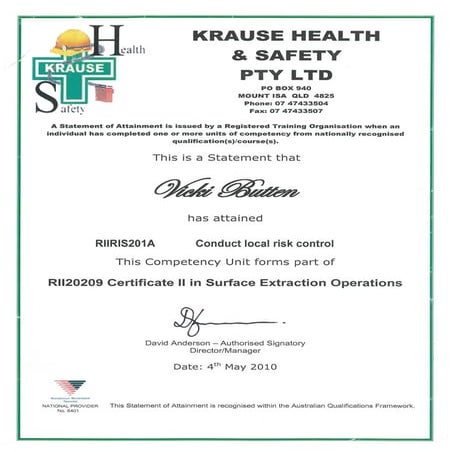 Certificate II in Surface Extraction Operations | PDF