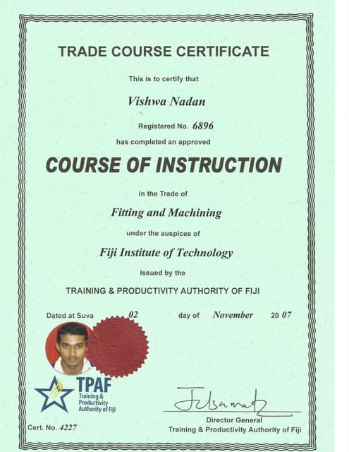 CERTIFICATE OF APPRENTICESHIP | PDF