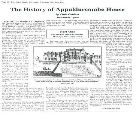 The South Wight Chronicle The History of Appuldurcombe House Parts 1-7 ...