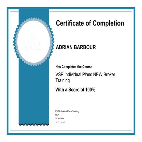 VSP Individual Plans NEW Broker Training - Avi Certificate | PDF