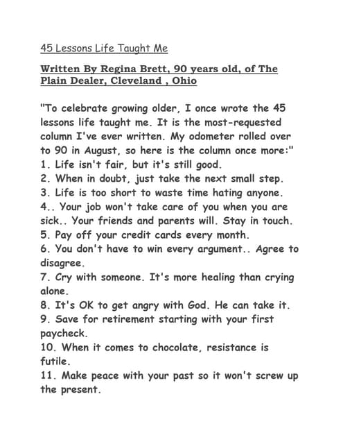 45 life lessons | DOCX