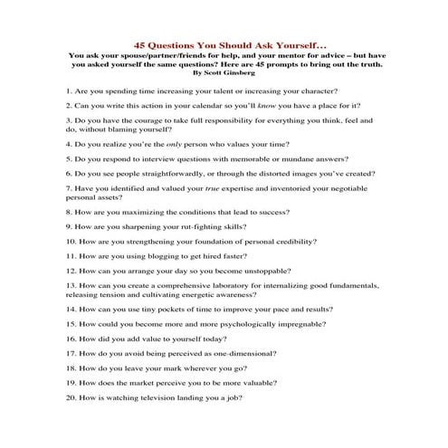 45 Questions You Should Ask Yourself... | PDF