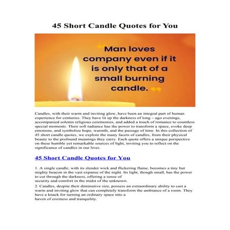 45 Short Candle Quotes for YouCandles, with their warm and inviting ...