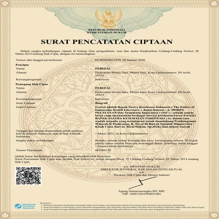 The Ministry of Law of the Republic of Indonesia has recognized Ferizal ...