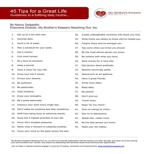 45 Tips for a Great Life | PDF