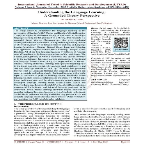 Understanding the Language Learning A Grounded Theory Perspective | PDF