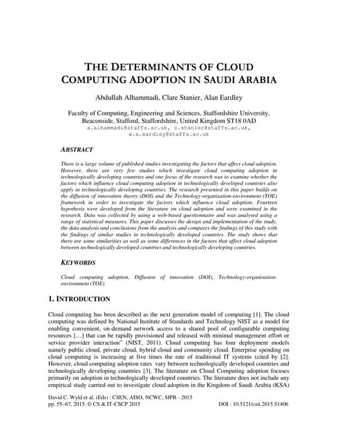 Technology organization environment framework in cloud computing | PDF