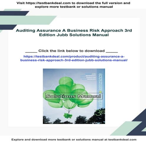 Auditing Assurance A Business Risk Approach 3rd Edition Jubb Solutions ...