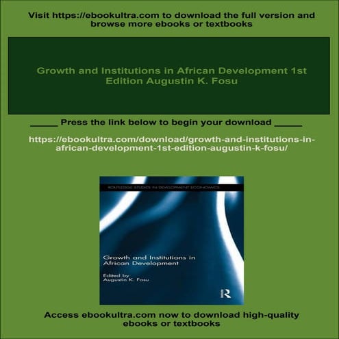 Growth and Institutions in African Development 1st Edition Augustin K ...