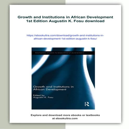 Growth and Institutions in African Development 1st Edition Augustin K ...