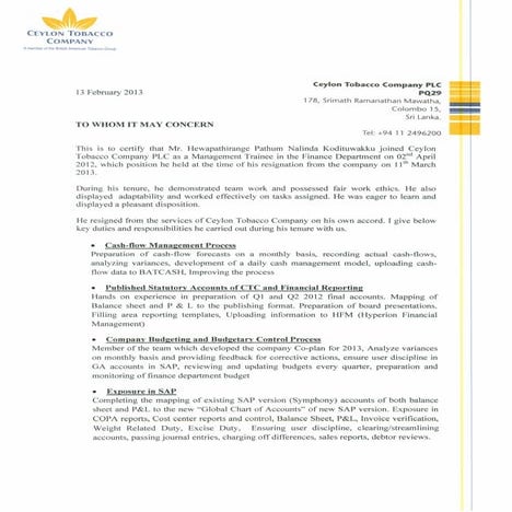 CTC service letter pg 1 | PDF