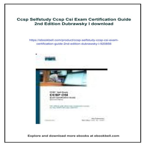 Ccsp Selfstudy Ccsp Csi Exam Certification Guide 2nd Edition Dubrawsky I | PDF