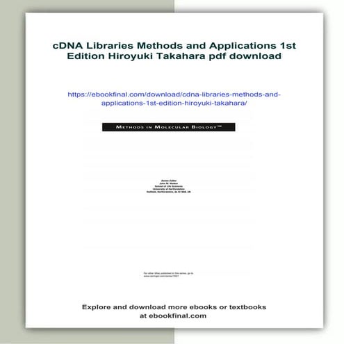cDNA Libraries Methods and Applications 1st Edition Hiroyuki Takahara | PDF