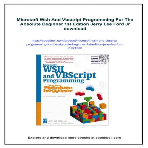 Microsoft Wsh And Vbscript Programming For The Absolute Beginner 1st