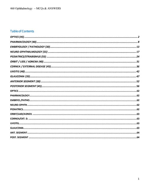 118 ophthalmology Questions & Answers - MCQ | PDF