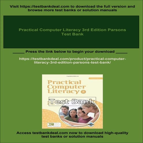 Practical Computer Literacy 3rd Edition Parsons Test Bank | PDF