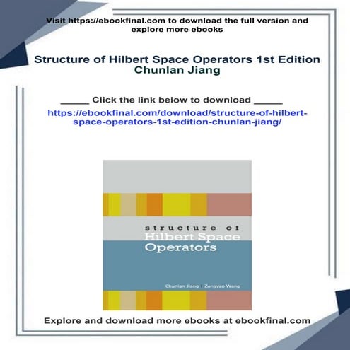 Structure of Hilbert Space Operators 1st Edition Chunlan Jiang | PDF