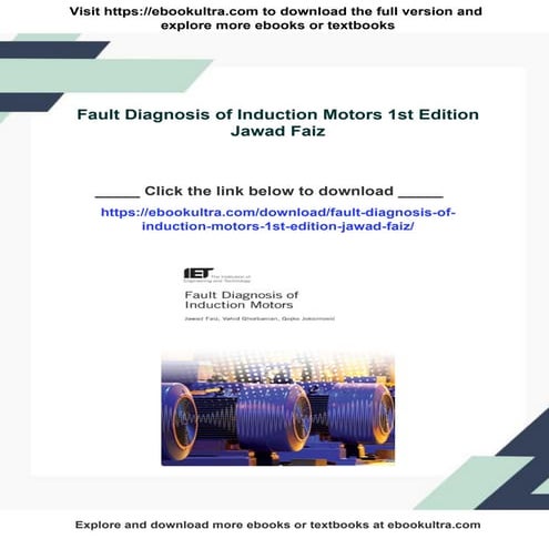 Fault Diagnosis of Induction Motors 1st Edition Jawad Faiz | PDF