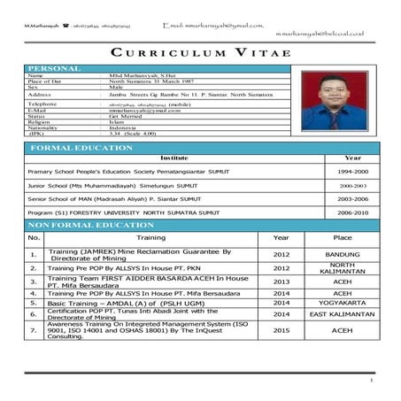 Curriculum Vitae 2015 (Mhd.Marliansyah S. Hut) | DOCX