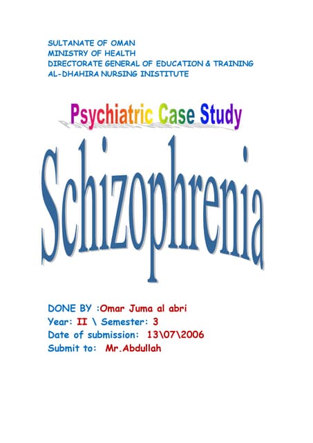 Schizophrenia - Psychiatry Case Presentation | PPT