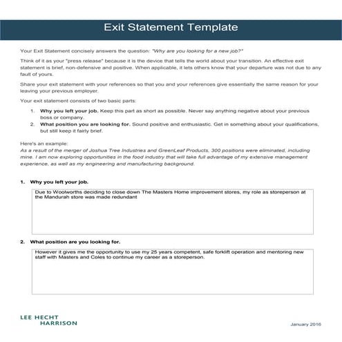 exitstatement Tony Campbell | DOC | Resume Writing and Advice | Job Search