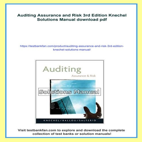Auditing Assurance and Risk 3rd Edition Knechel Solutions Manual | PDF