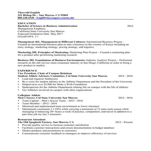 Thor English Work Resume Official | PDF