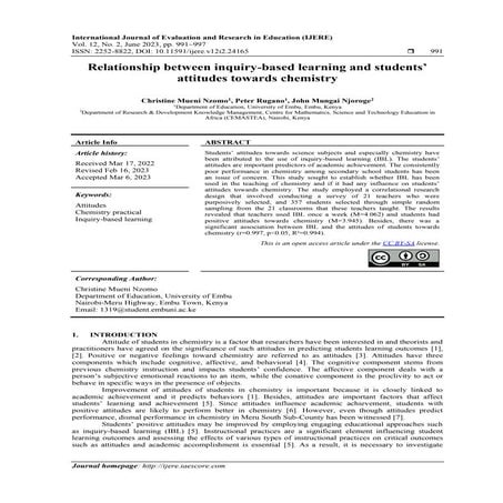 Relationship between inquiry-based learning and students’ attitudes ...